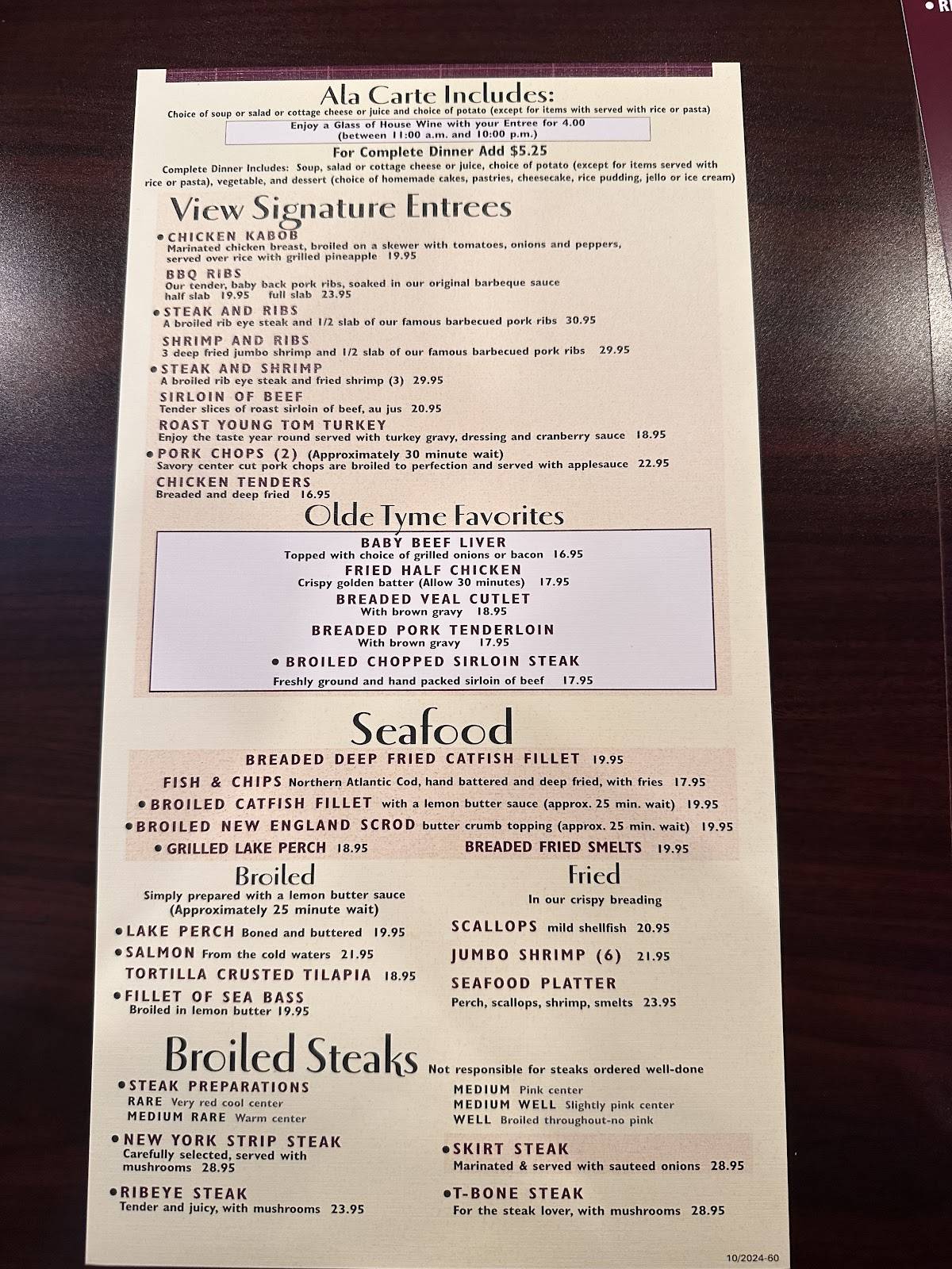 Menu at The View Restaurant, Bridgeview