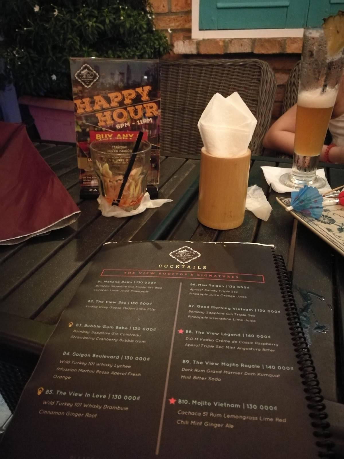 Carta de The View Rooftop Bar, Ciudad Ho Chi Minh (Saigón)