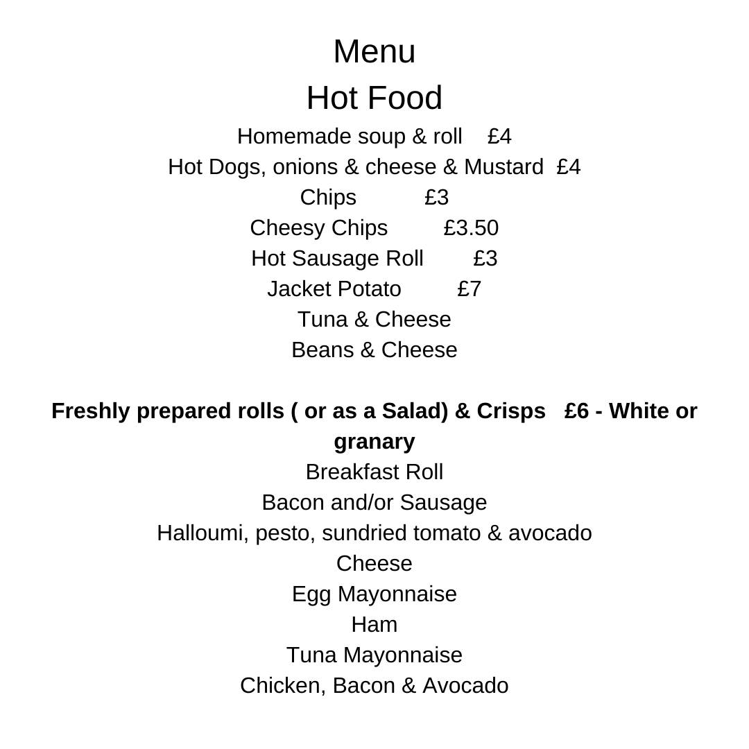 Menu at The Village Café cafe, Goring