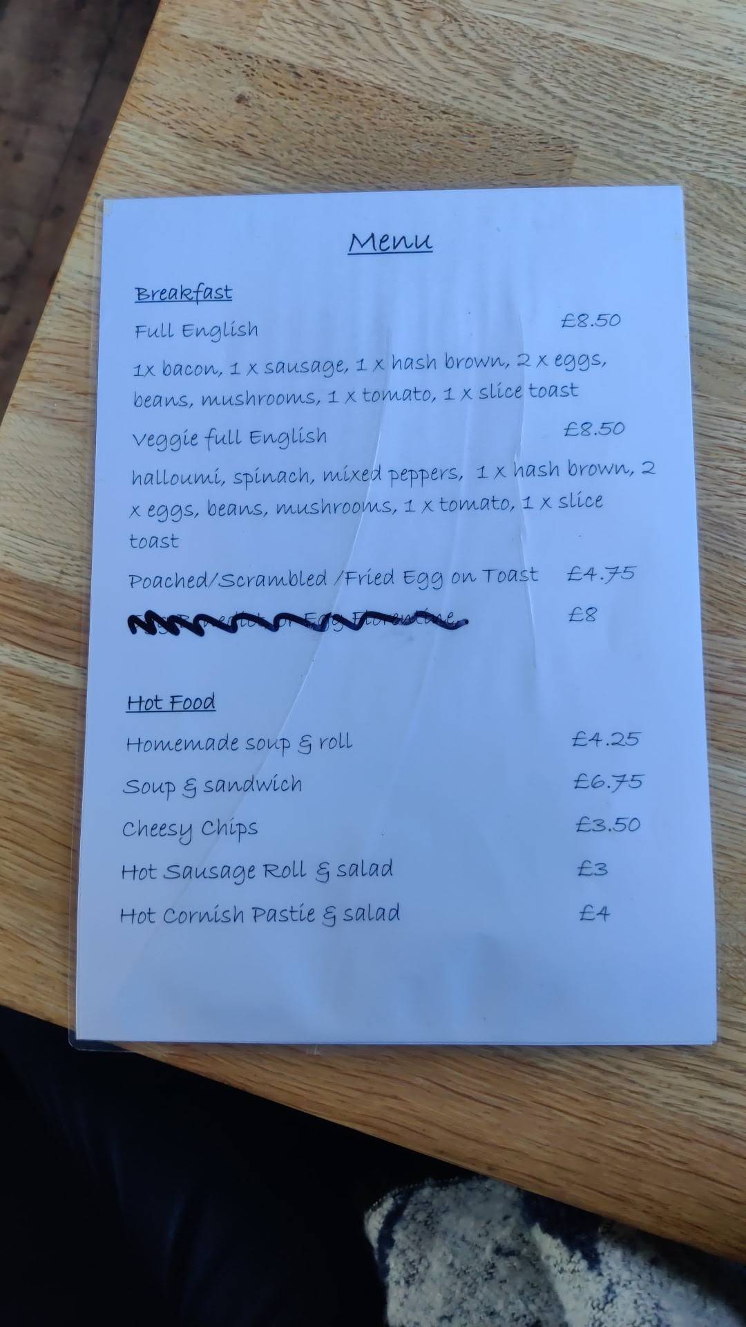 Menu at The Village Café cafe, Goring