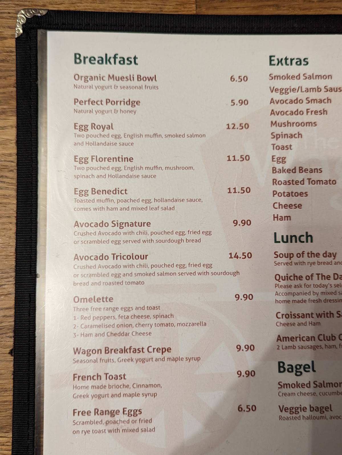 Menu at The Wagon Boulangerie cafe, Loughton