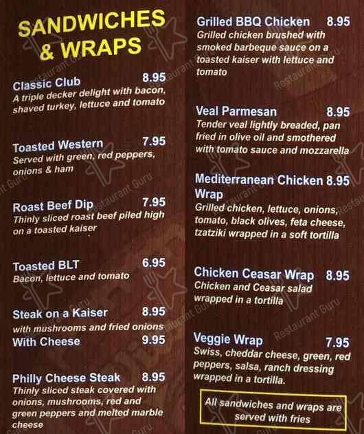 Menu at The Wally Tap & Grill pub & bar, Toronto