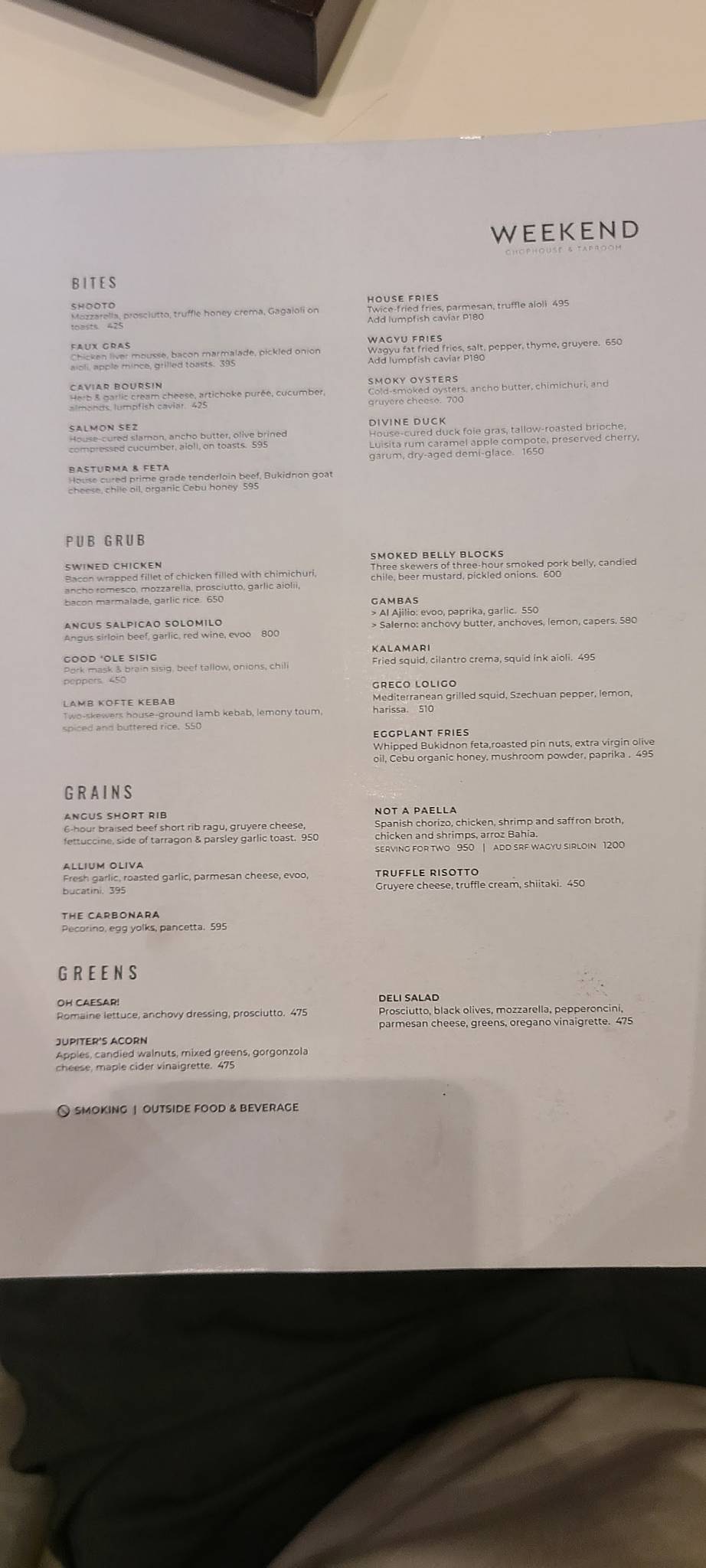 Menu at The Weekend pub & bar, Cebu City, 88th Ave