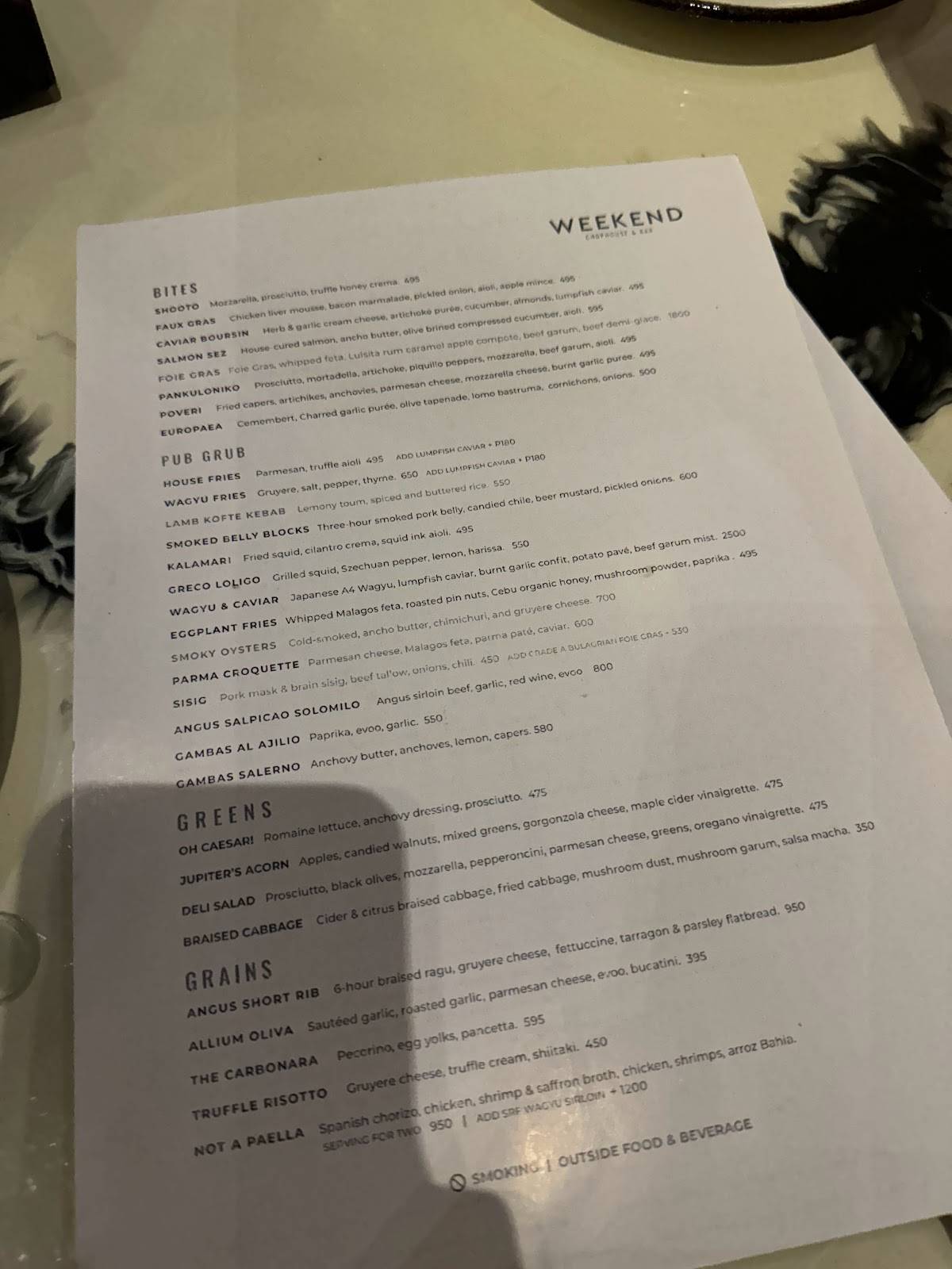 Menu at The Weekend pub & bar, Cebu City, 88th Ave