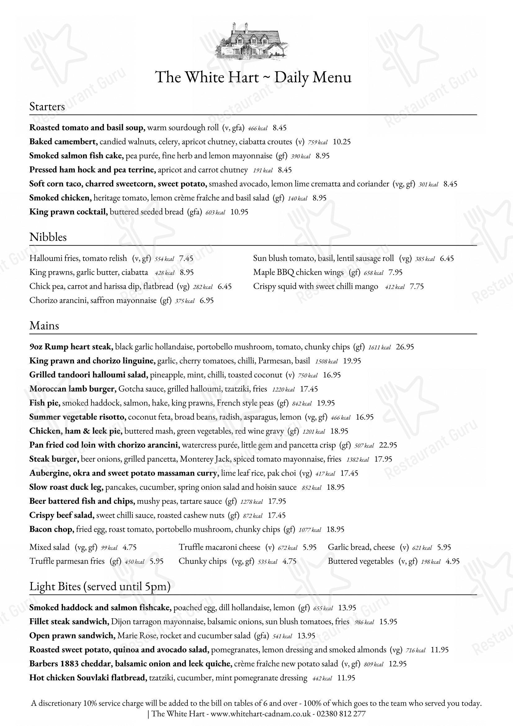 Menu at The White Hart pub & bar, Copythorne