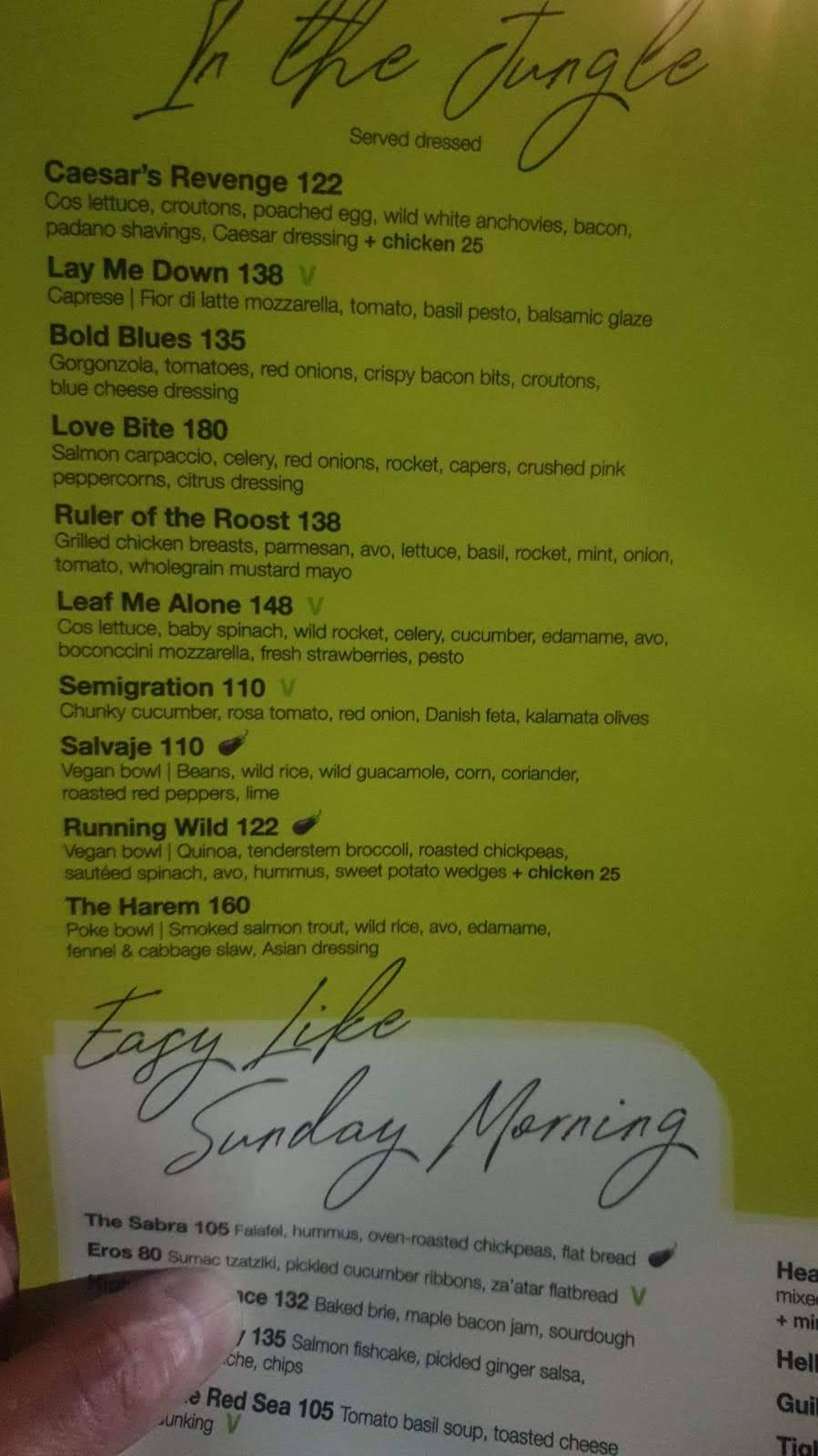 Menu at The Wild Side Restaurant, Randburg