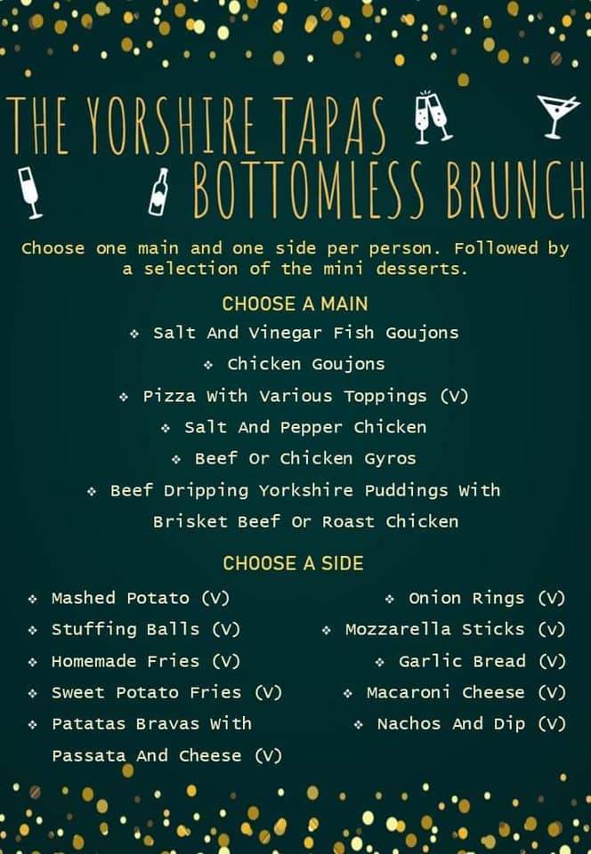 Menu at The Yorkshire Tapas restaurant, Keighley