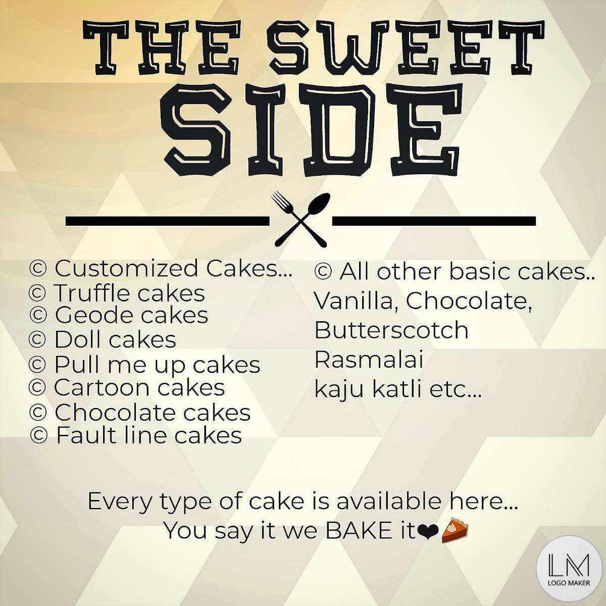 Menu at The sweet side, Pune