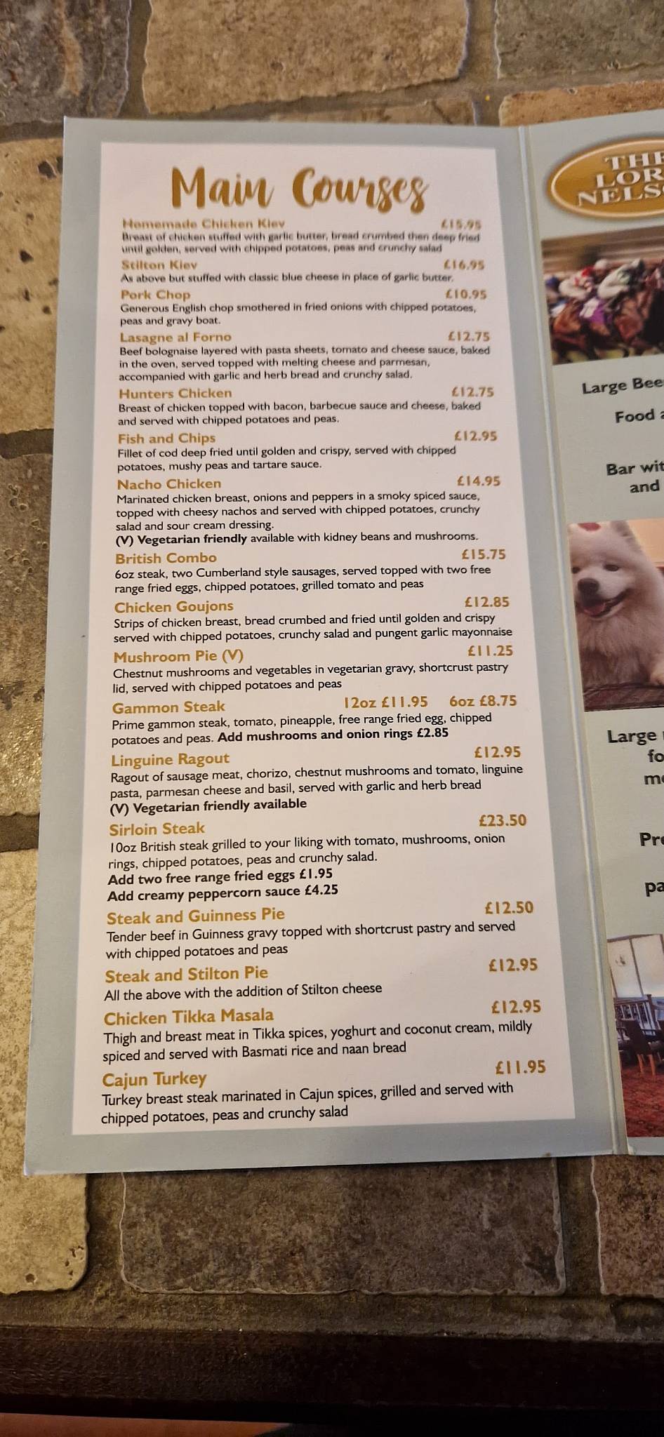 Menu at The Lord Nelson pub & bar, Thirsk