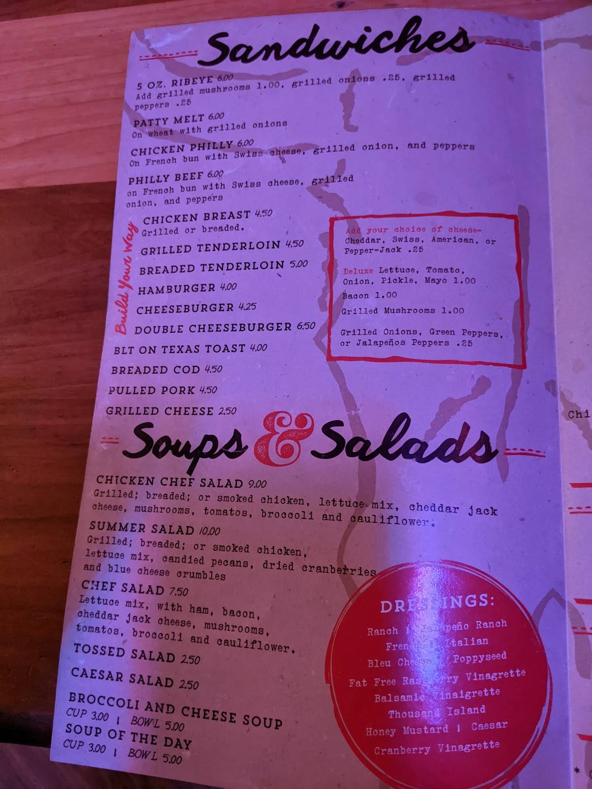 Menu at Thirty Six Saloon pub & bar, Rockville, 108 E Ohio St
