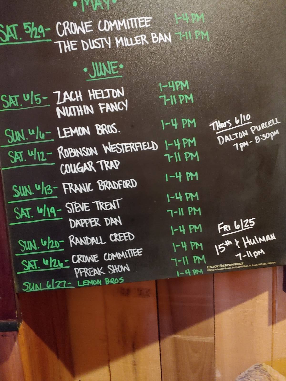 Menu at Thirty Six Saloon pub & bar, Rockville, 108 E Ohio St
