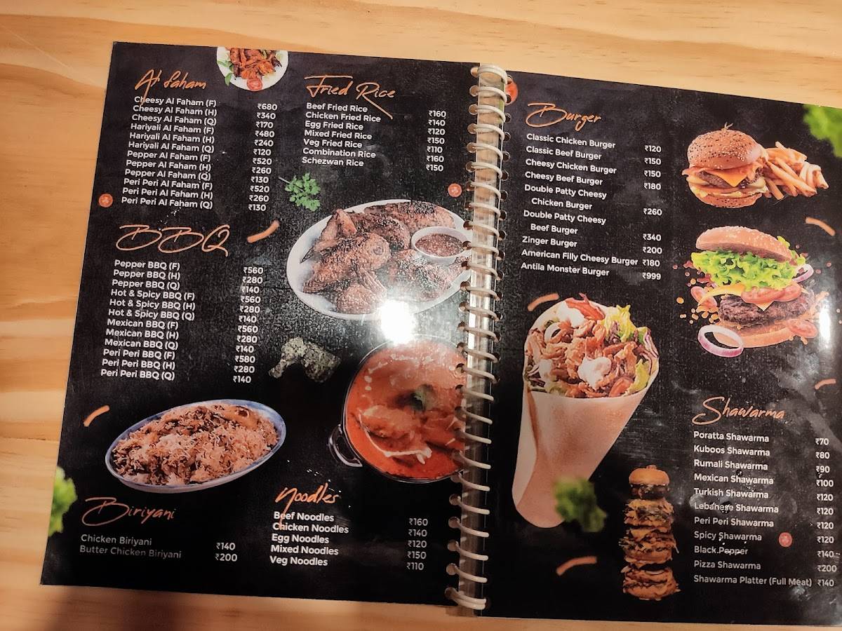 Menu at Black Pepper, Thiruvalla