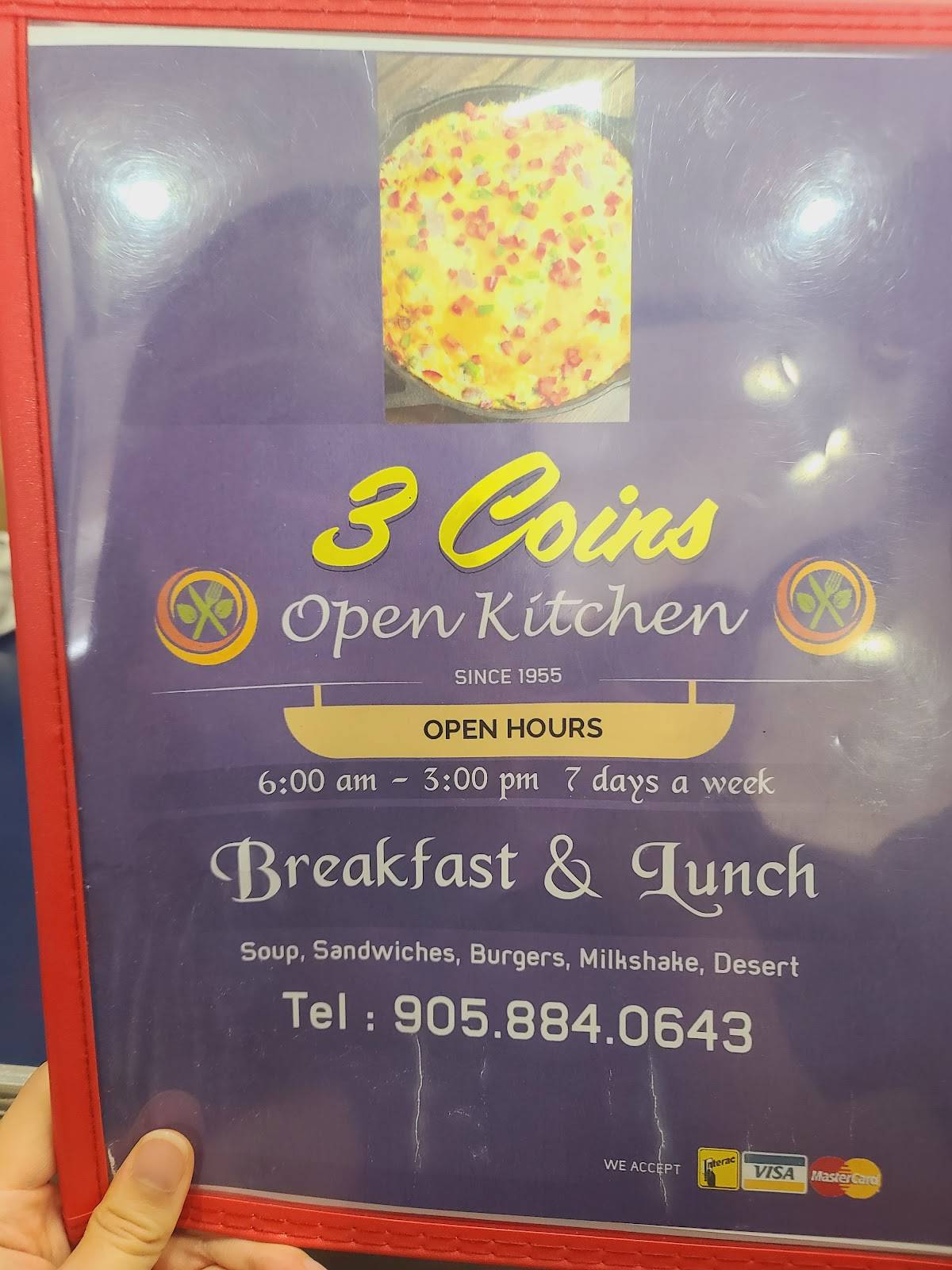Menu at Three Coins Open Kitchen& Breakfast and Lunch fast food ...