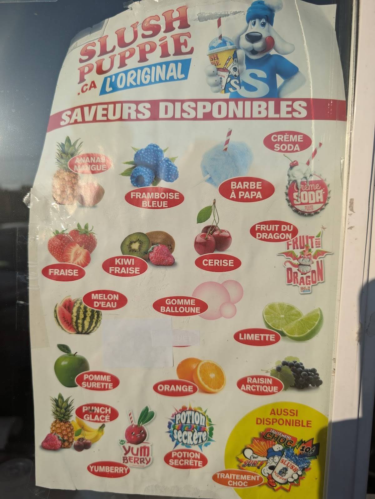 Menu au Ti-Oui Snack Bar, Saint-Raymond