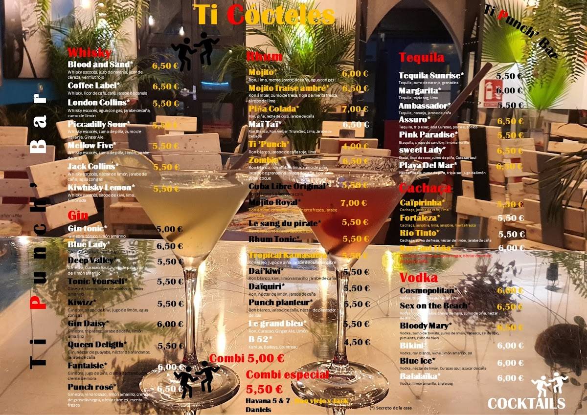 Carta de Ti punch bar, Tarifa