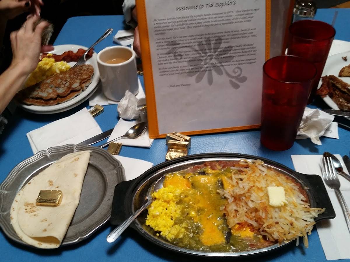Menu at Tia Sophia's restaurant, Santa Fe