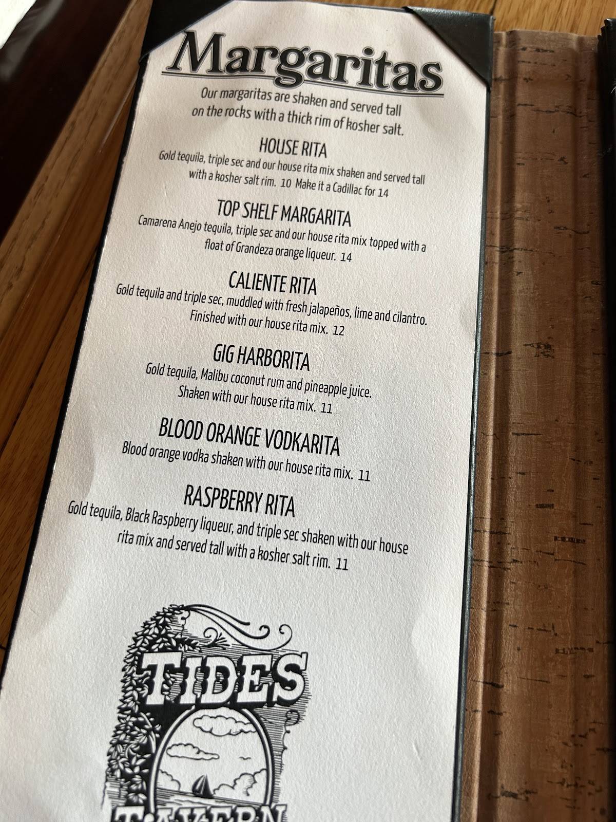 Menu at Tides Tavern pub & bar, Gig Harbor