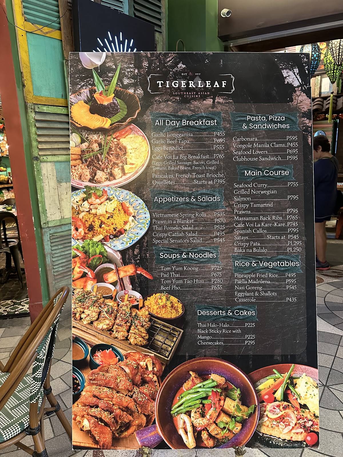 Menu at Tiger Leaf restaurant, Las Pinas