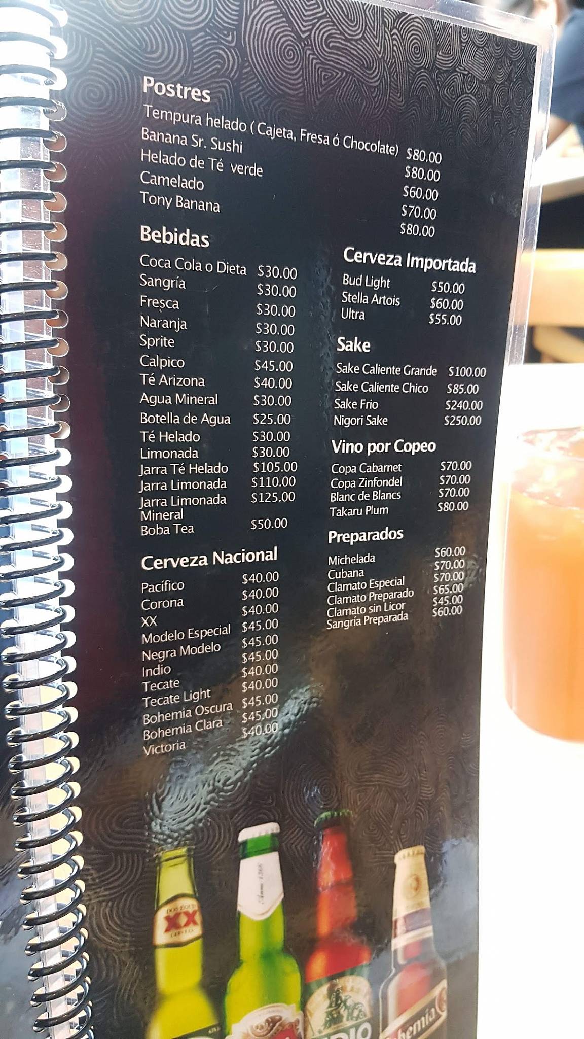 Carta del restaurante Sr. Sushi, Tijuana
