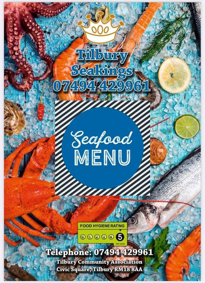 Menu at Tilbury Seakings restaurant, Tilbury
