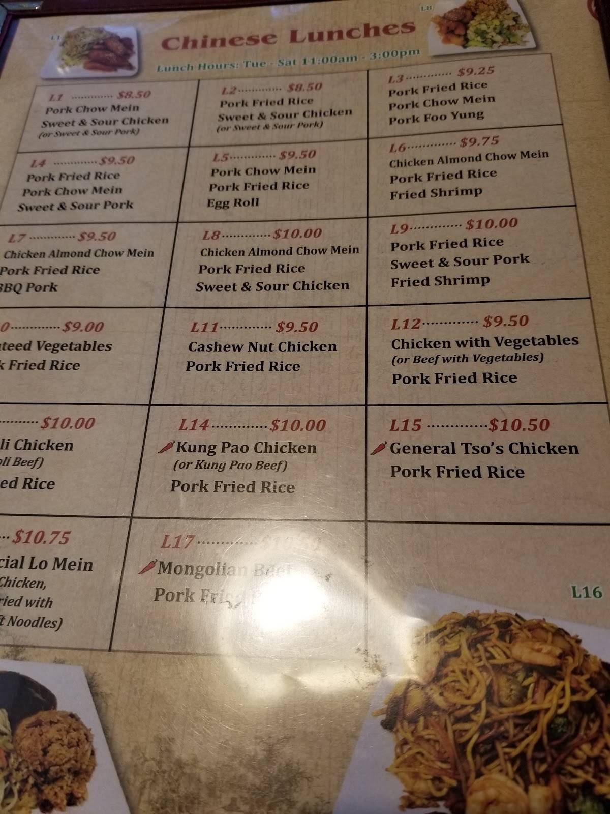 Menu at Lin's Restaurant, Tillamook