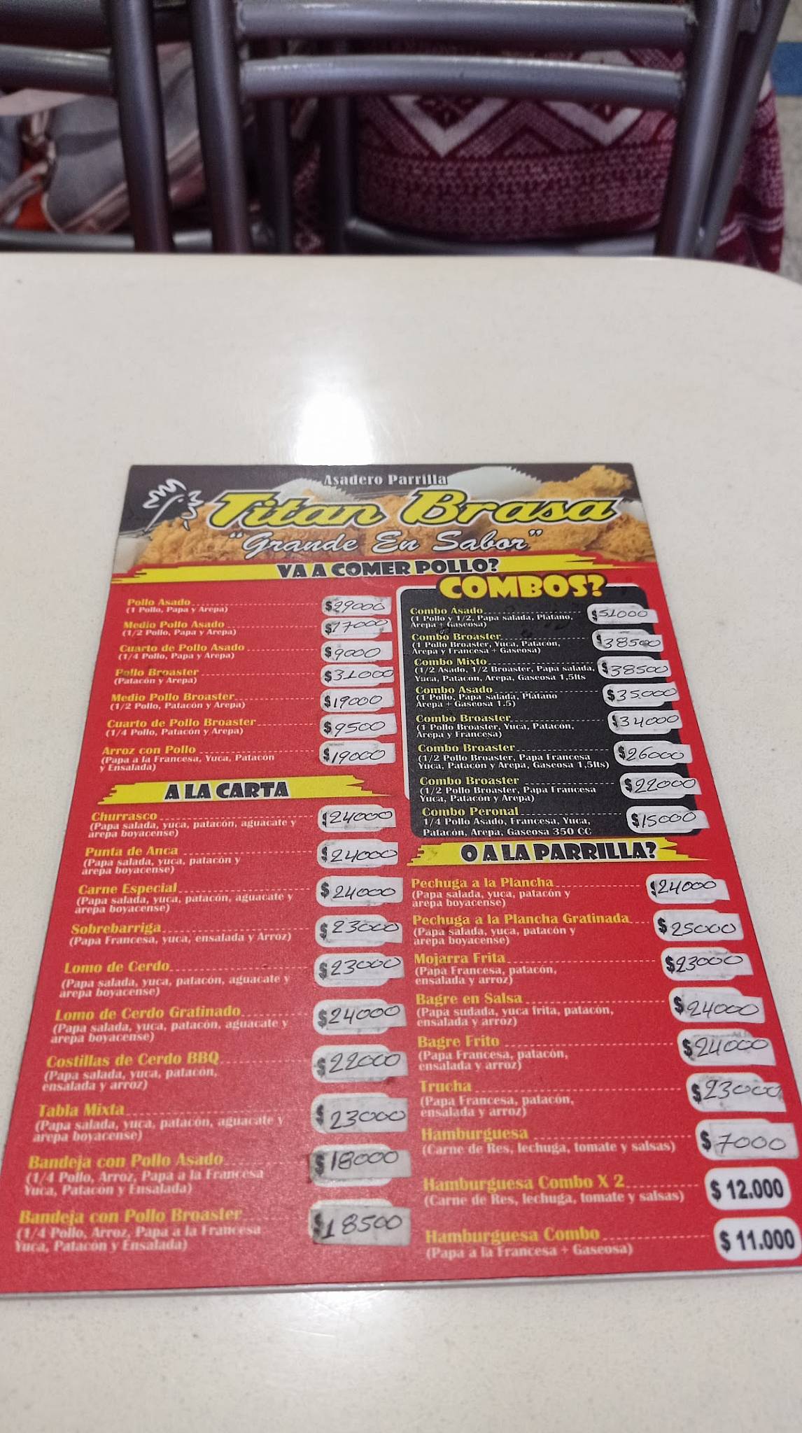 Carta del restaurante Titan Brasa, Bogotá, 41