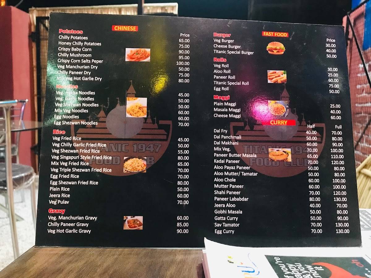 Menu at Titanic 1947 Food Club TFC, Jaipur