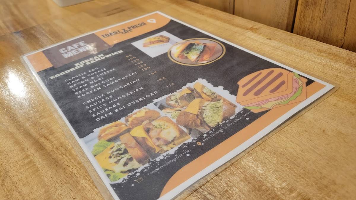 Menu at Toast X Press Cafe, Roxas