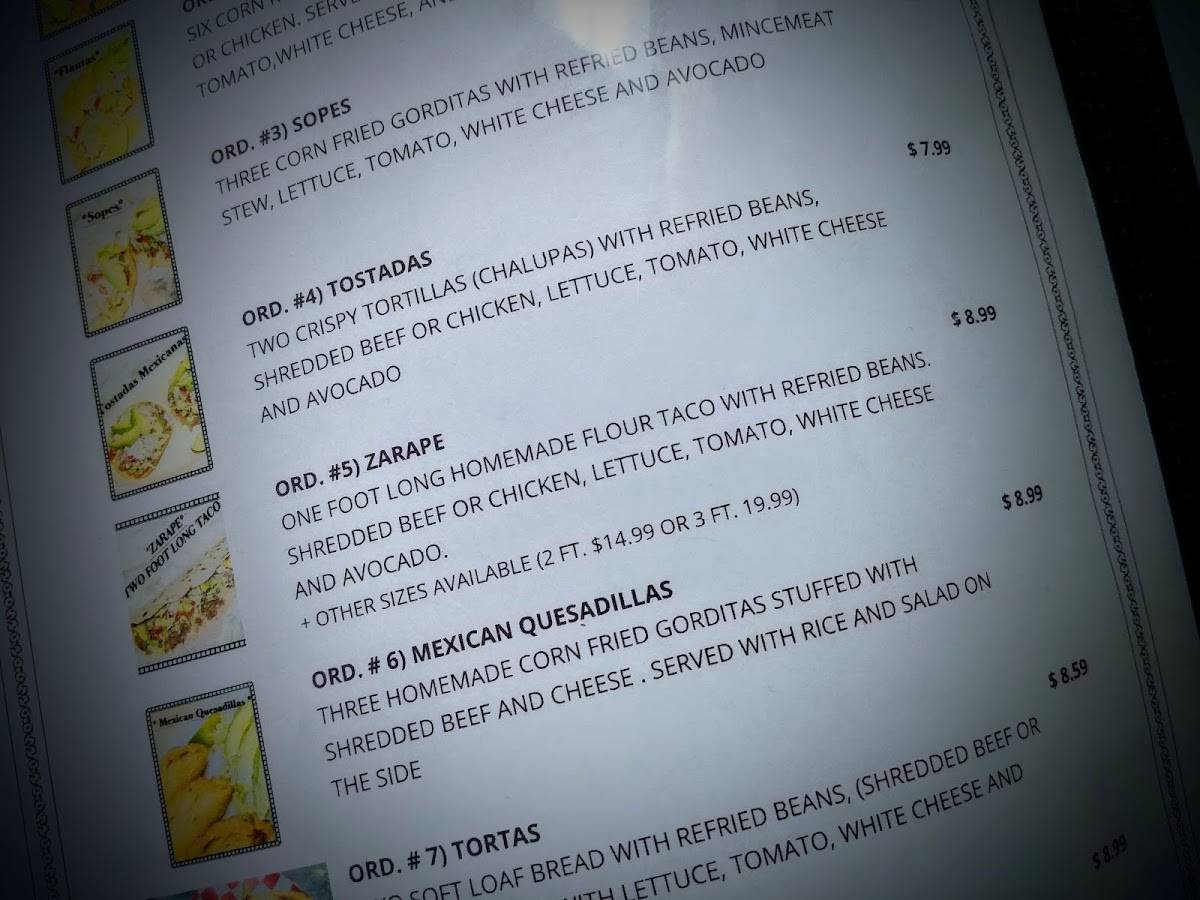 Menu at Tocechi Mexican Cravings restaurant, Corpus Christi, Weber Rd