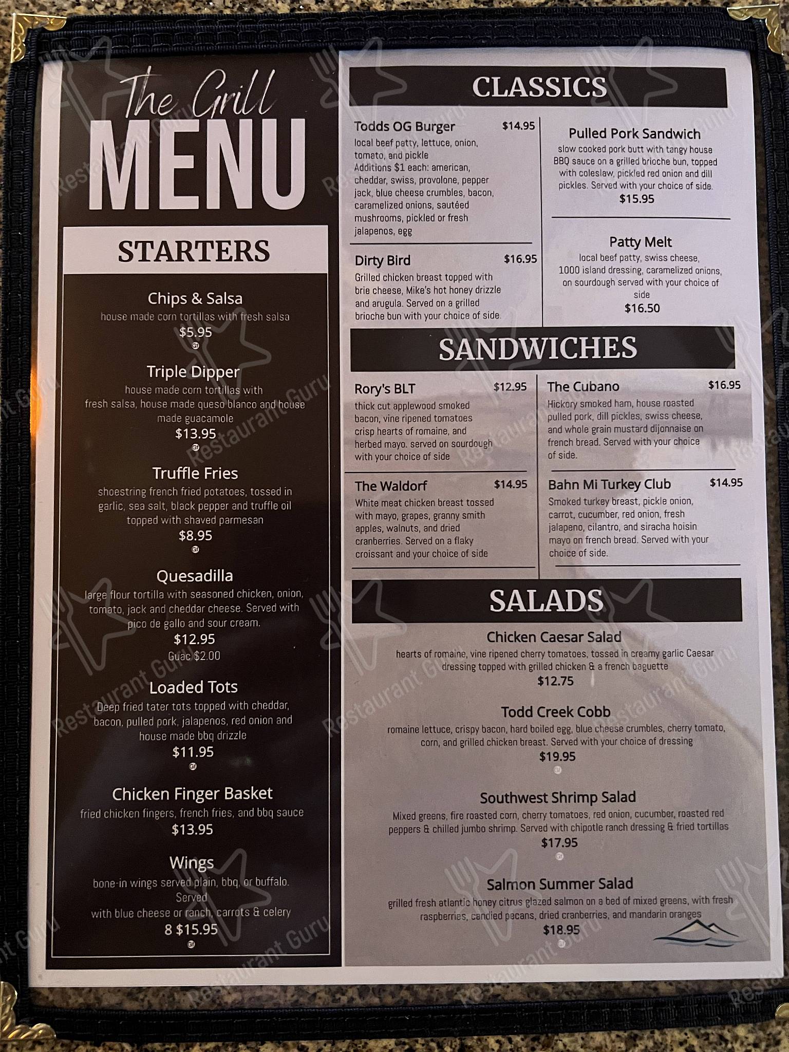 Menu at Todd Creek Golf Club, Thornton