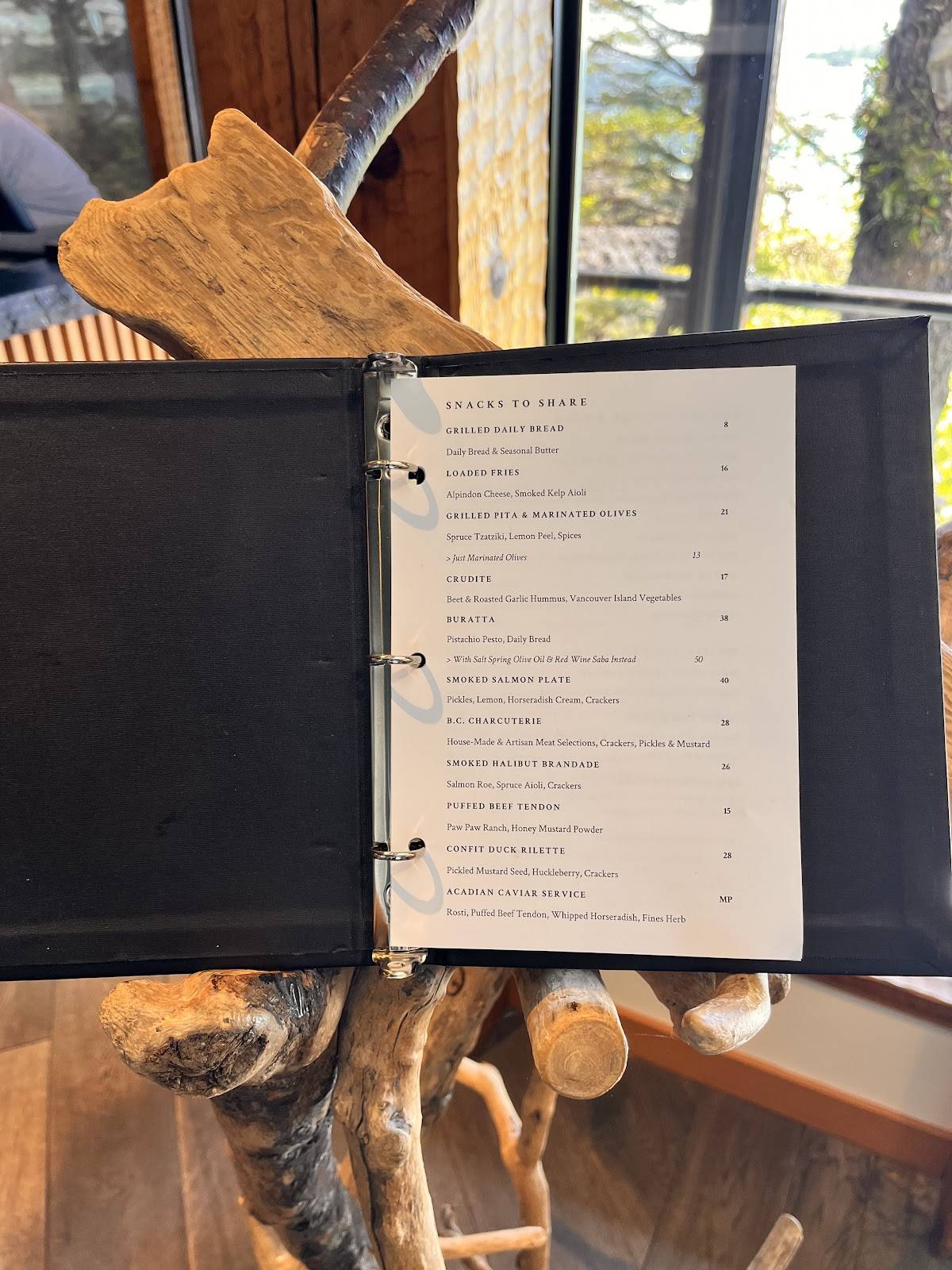 Menu at The Pointe Restaurant, Tofino, 500 Osprey Ln