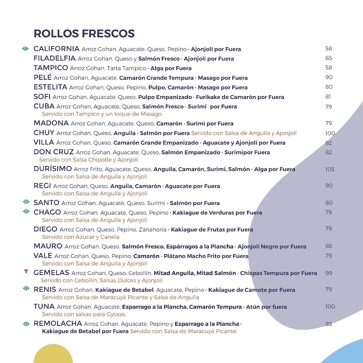 Carta del restaurante Toki Sushi Juriquilla, Juriquilla