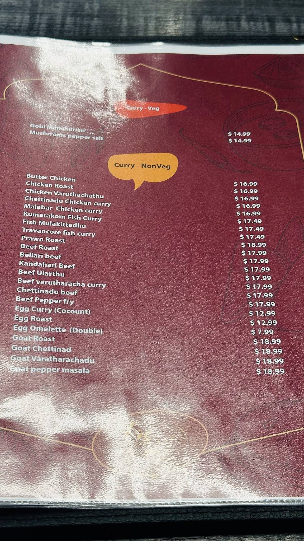 Menu at Top Notch South Indian Kitchen restaurant, Edmonton