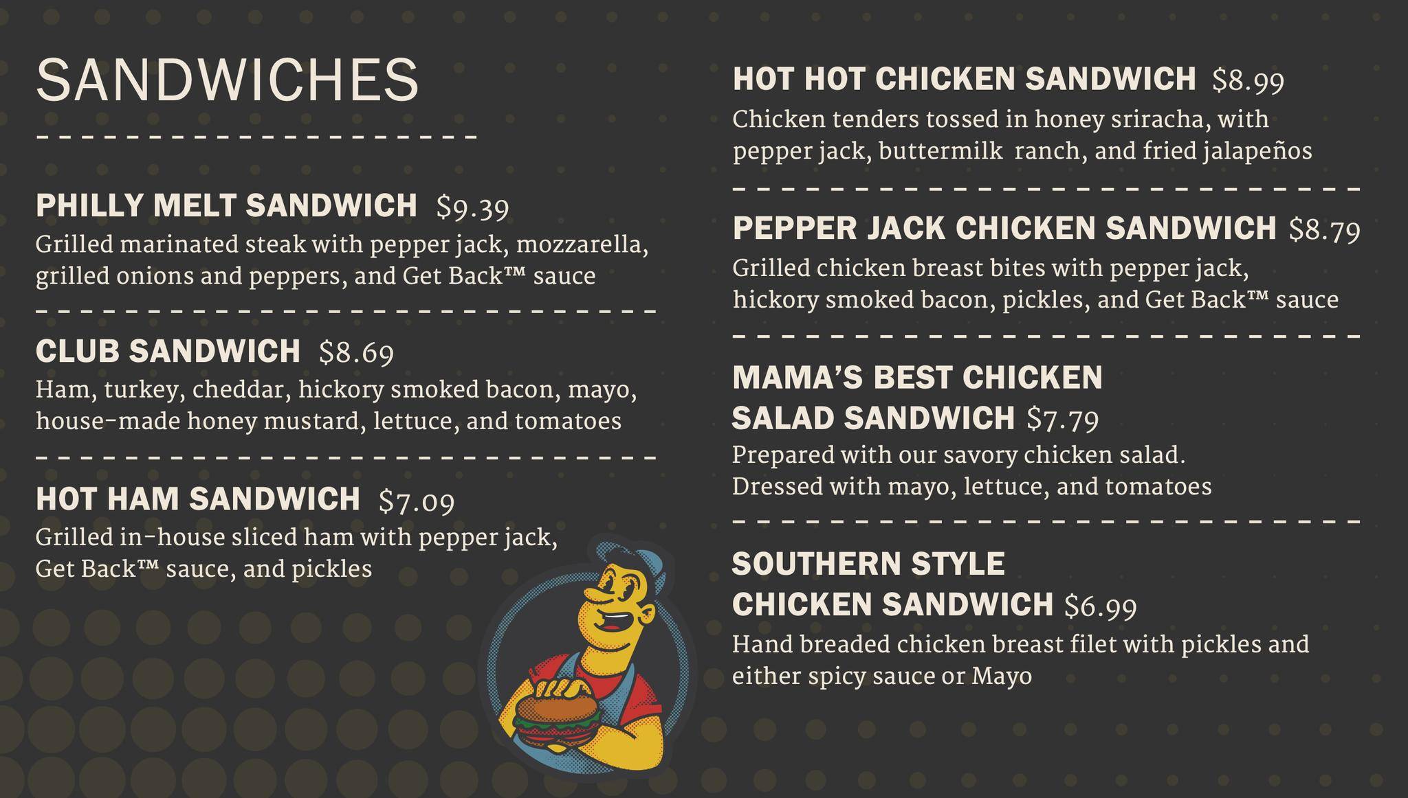 Carta del postres Topher's Grill, Estados Unidos