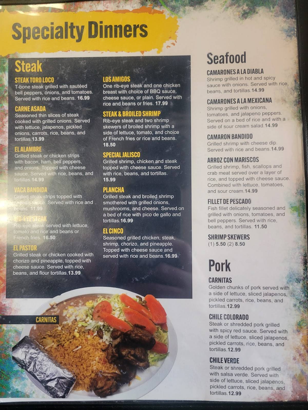 Menu at Toro Loco restaurant, Louisa, KY-2565