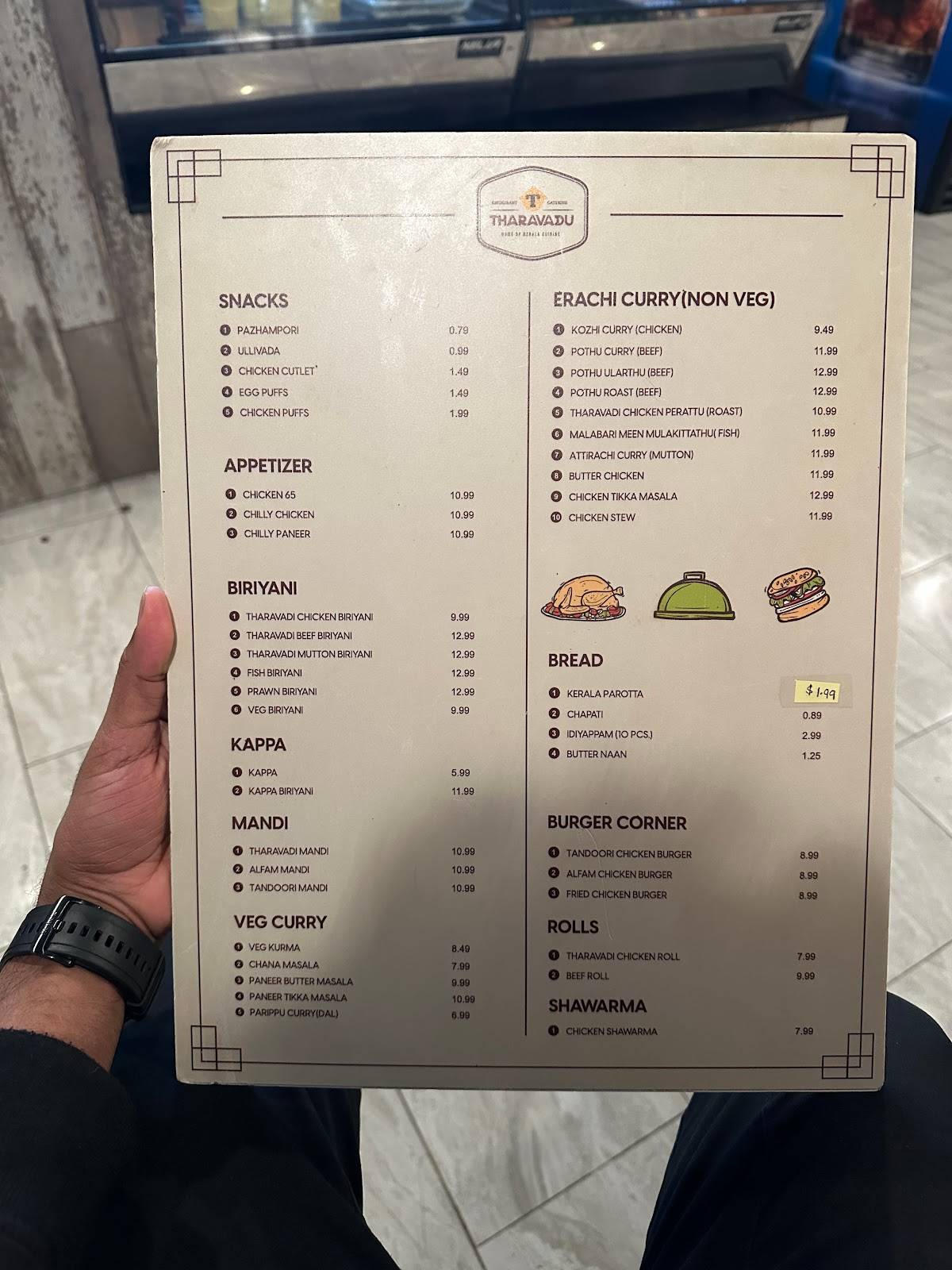 Carta del restaurante Tharavadu Home Of Kerala Cuisine, Toronto