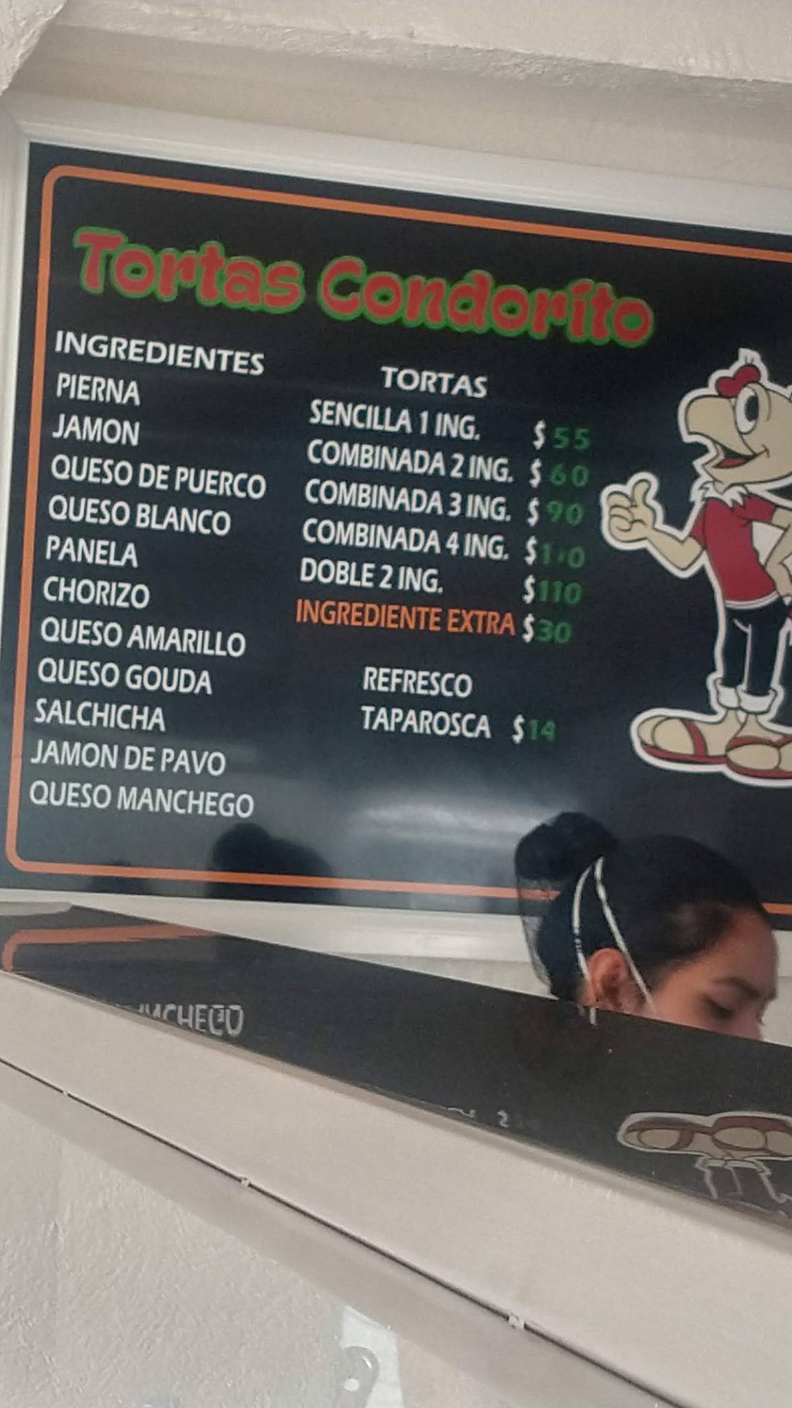 Carta del restaurante Tortas Condorito, Zamora, C. Uruapan 709