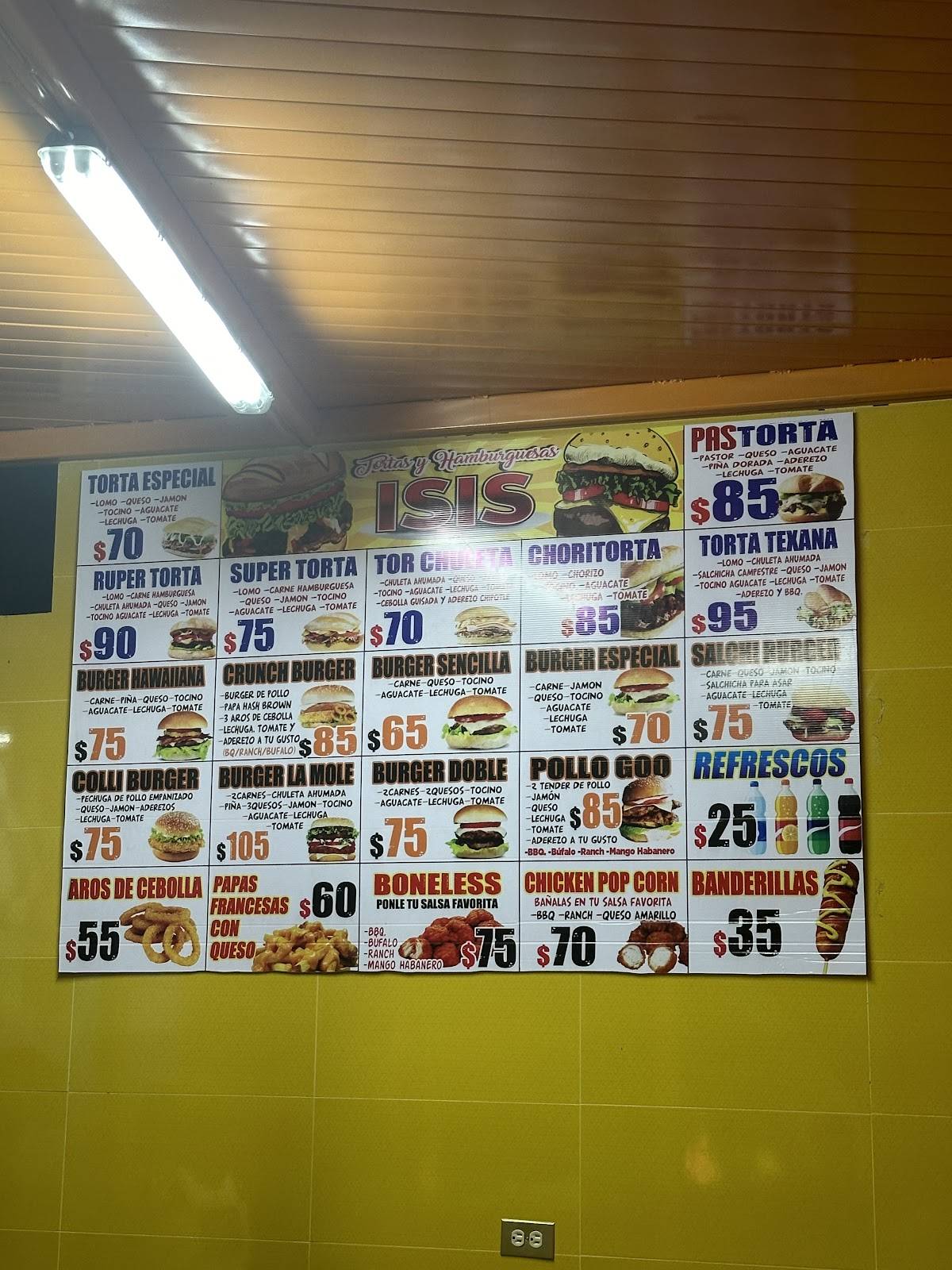 Carta del restaurante Tortas isis, Chihuahua