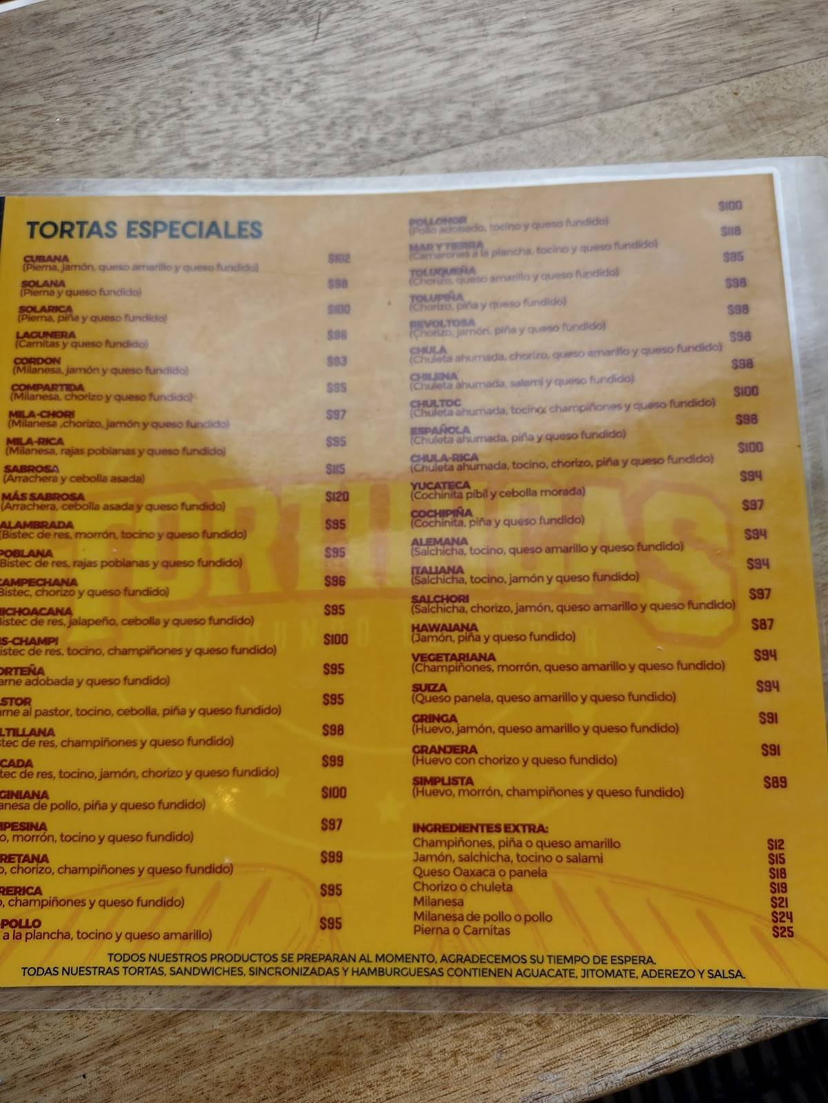 Carta del restaurante Torti-Ricas, Santiago del Querétaro, Calle Luis M ...