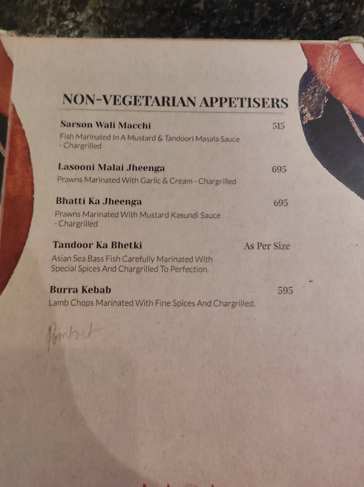 Menu at Tosh-e-daan, Hyderabad
