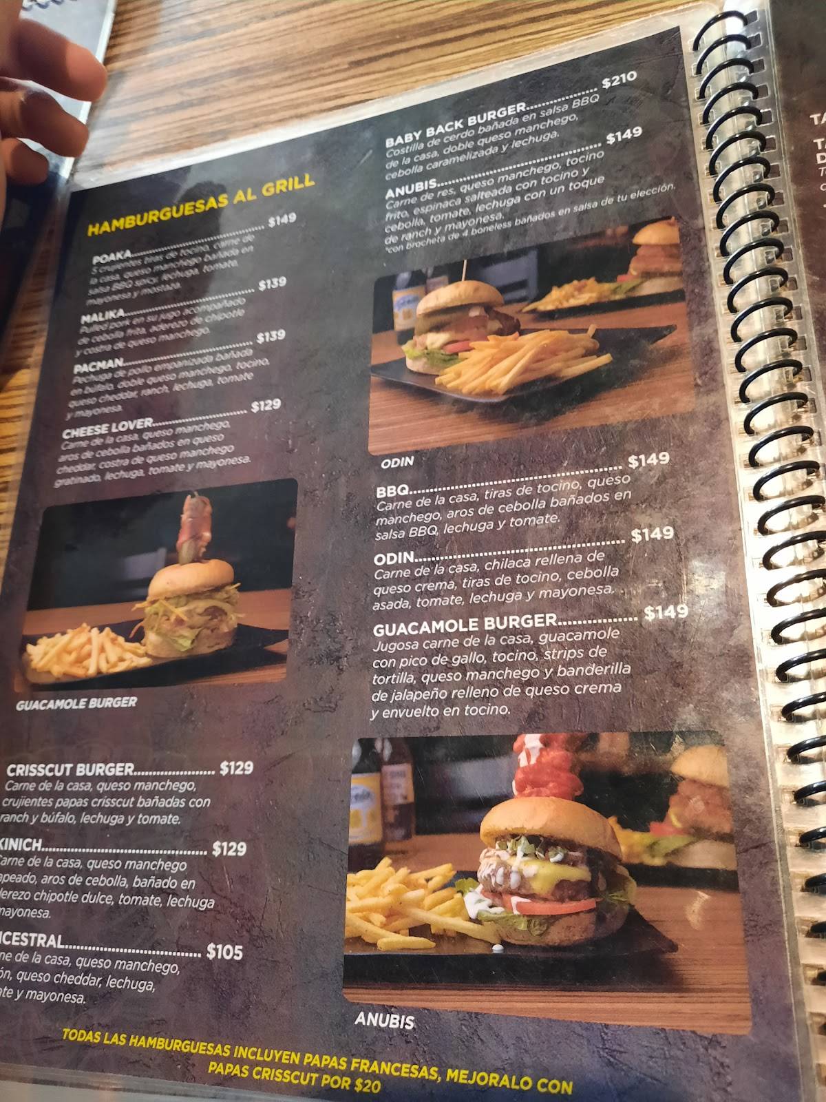 Carta del restaurante Tótem Norte, Saltillo
