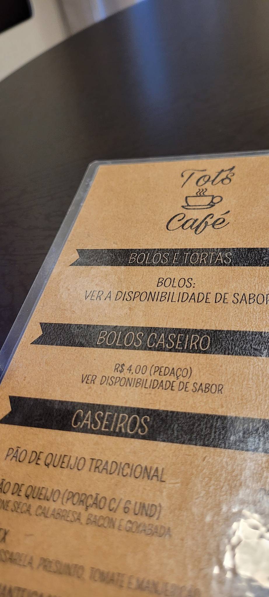 Menu em Tot's Café, Rondonópolis