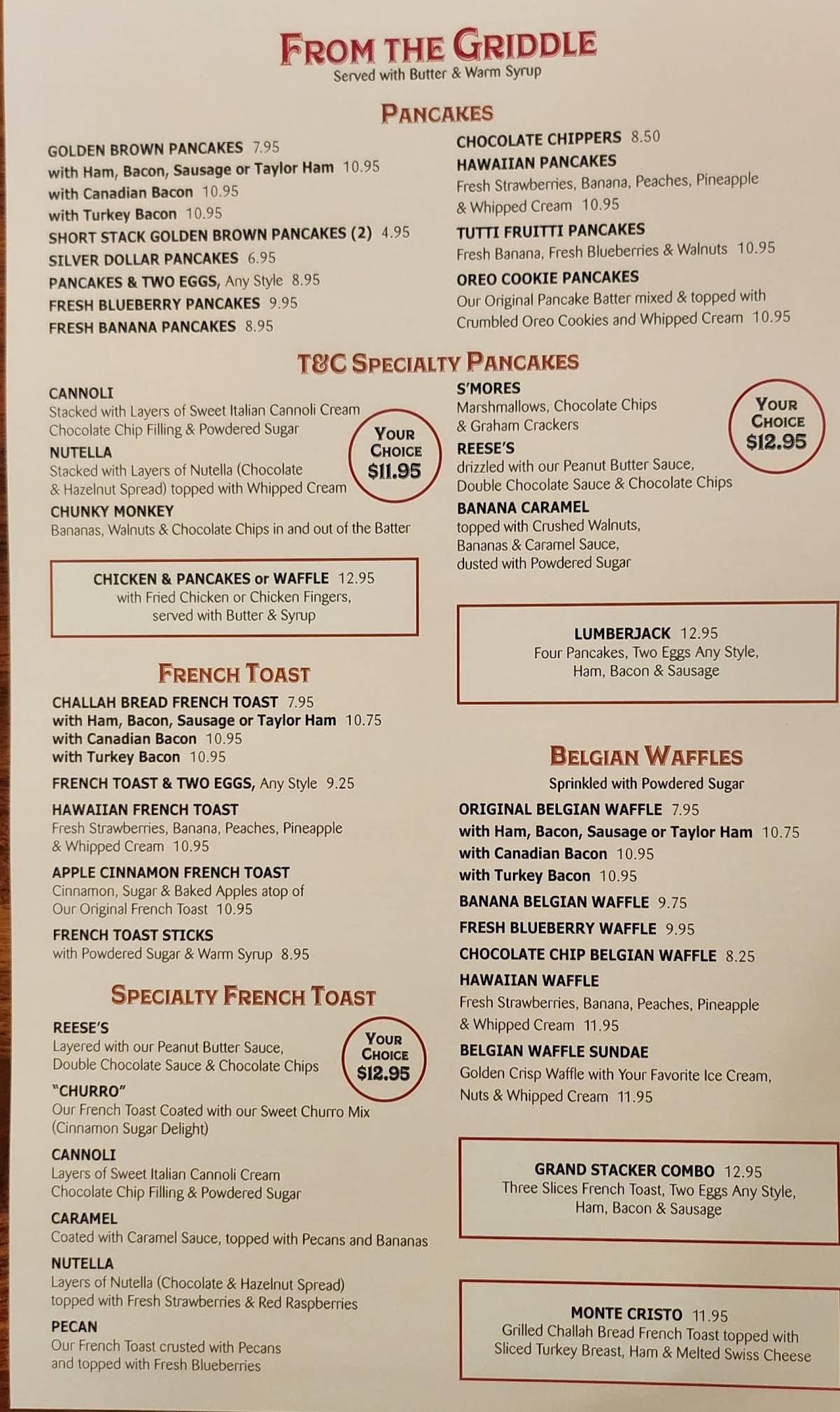 Menu at Town & Country Inn restaurant, Keyport, 48 NJ-35