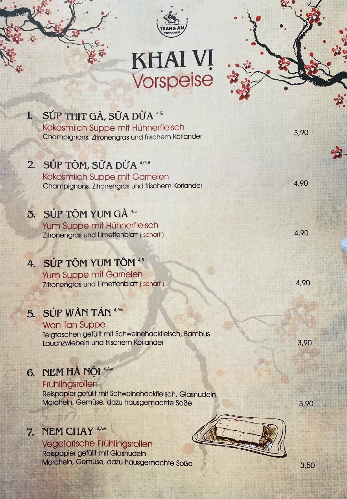 Menu at Tràng An Vietnamese Authentic Restaurant, Dresden