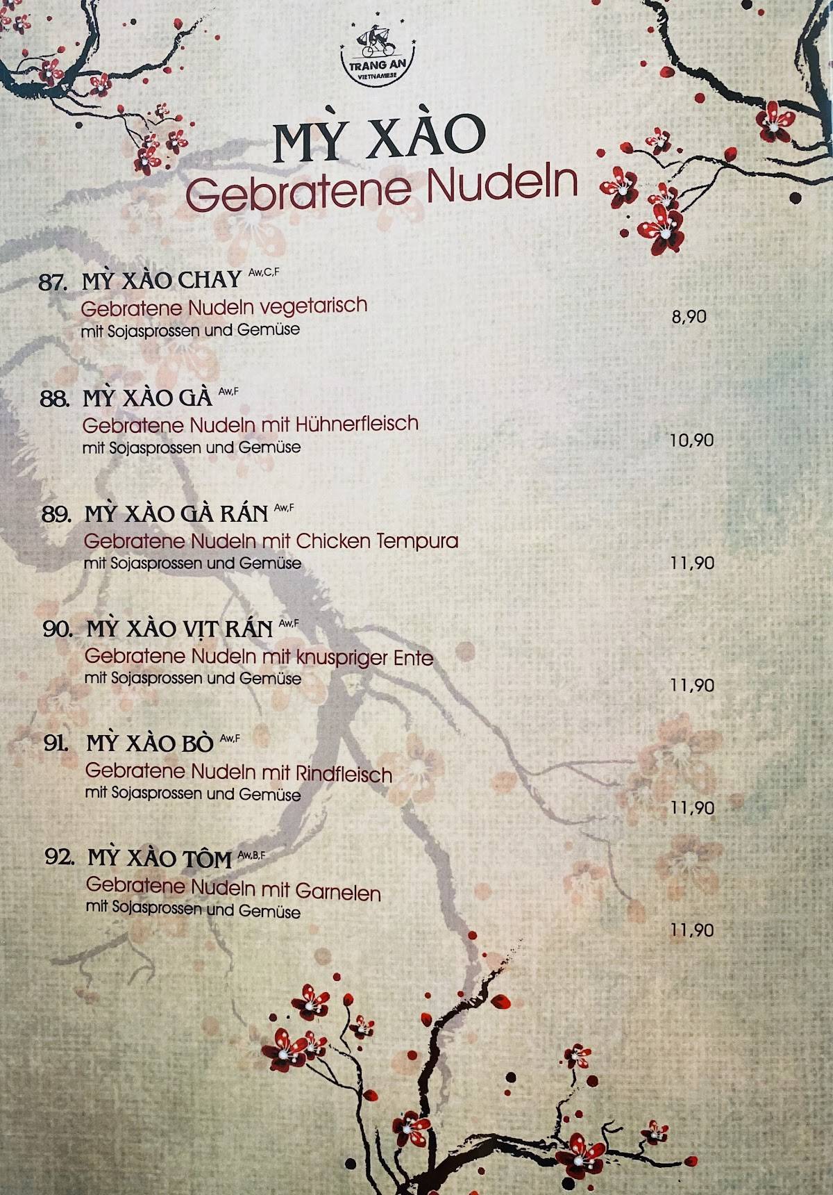 Menu at Tràng An Vietnamese Authentic Restaurant, Dresden