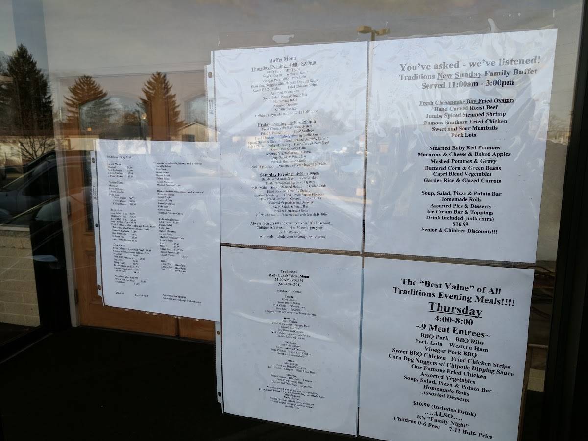 Menu at Traditions Family Restaurant, Harrisonburg