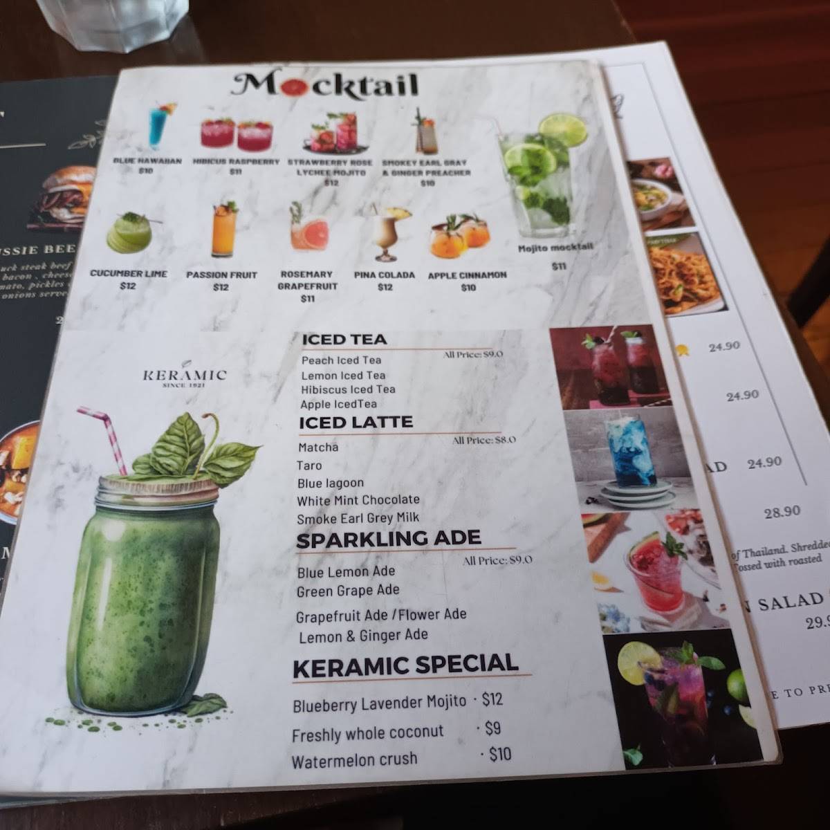 Menu at Tram Thai restaurant, Westmead
