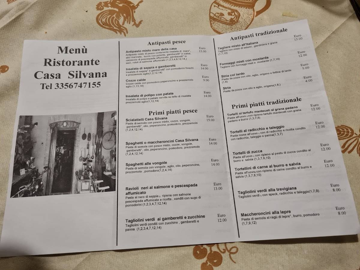 Menu da Trattoria Casa Silvana ristorante, Italia