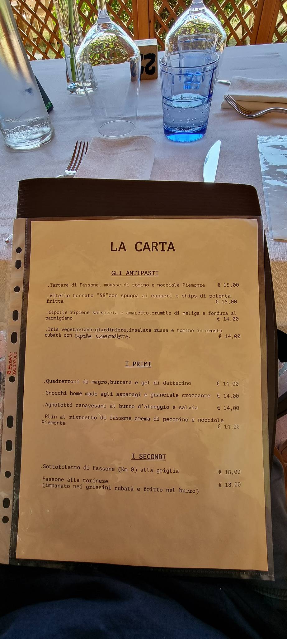Menu da Trattoria San Martin di Bruno Luca ristorante, Settimo Rottaro
