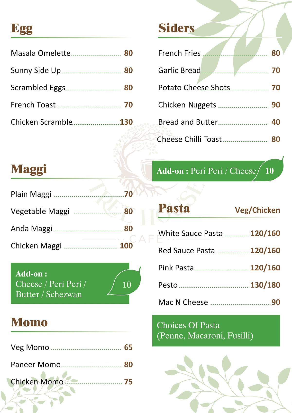 Menu at Tree House Cafe Pune, Pune